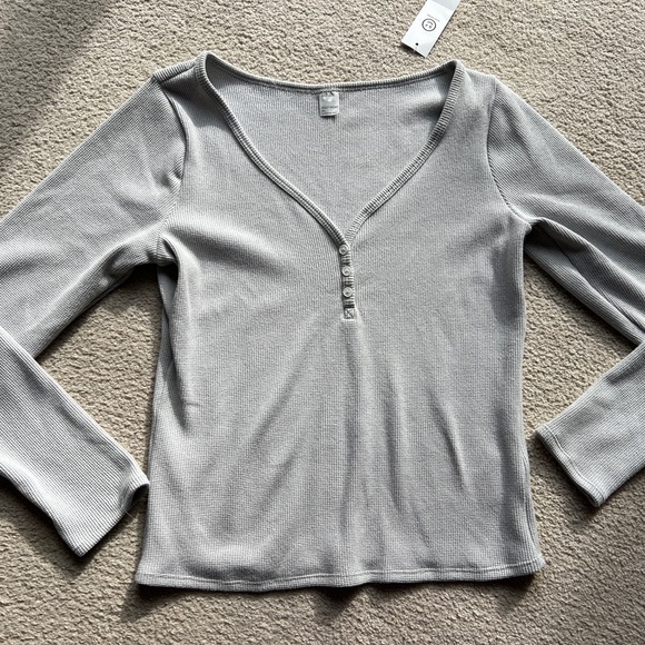 Gilly Hicks | Tops | Gilly Hicks Cozy Waffle Henley Long Sleeve Top Tee ...